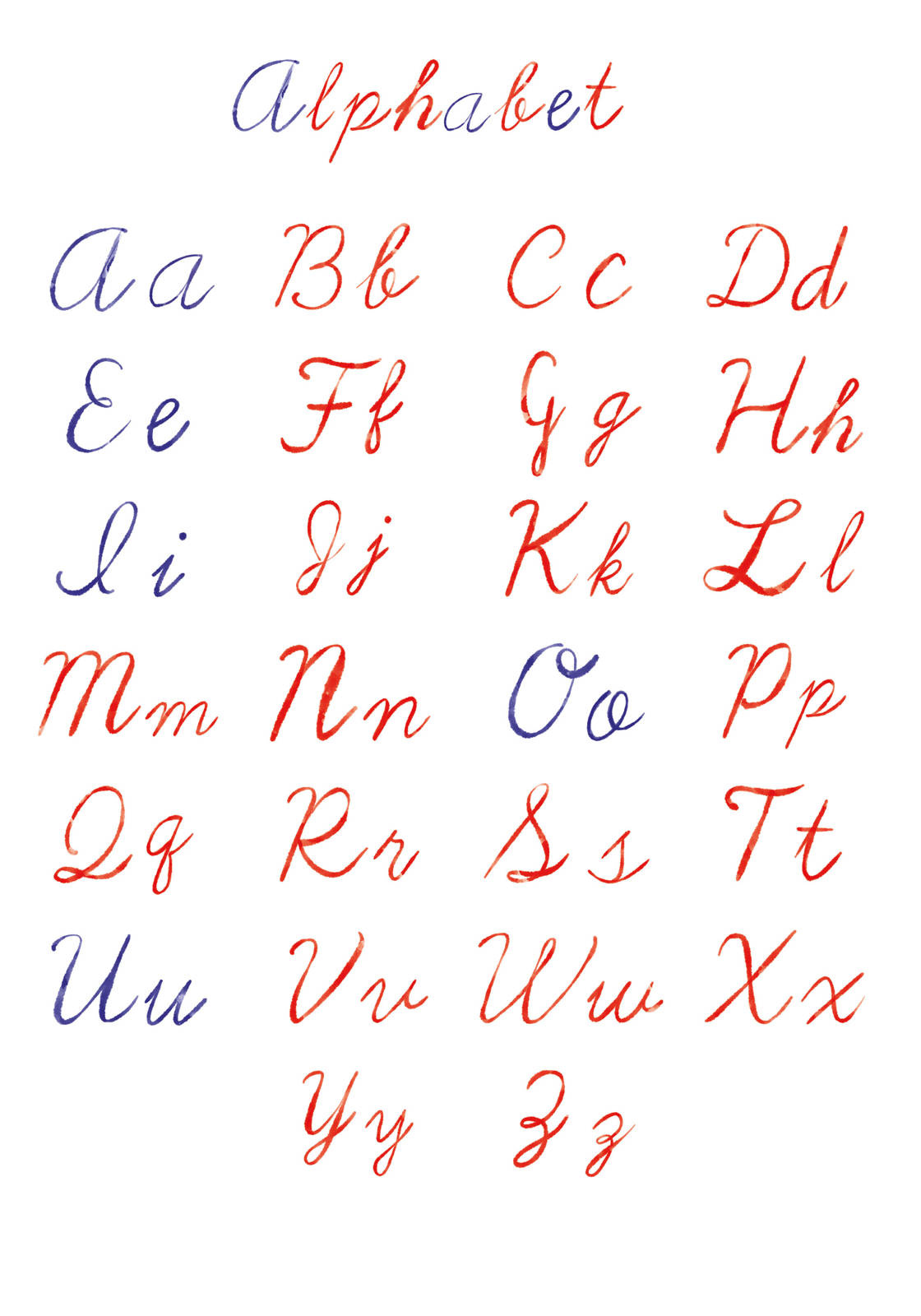 Alfabet Montessori kursywa Plakat edukacyjny | Plakaty \ Dla dzieci ...